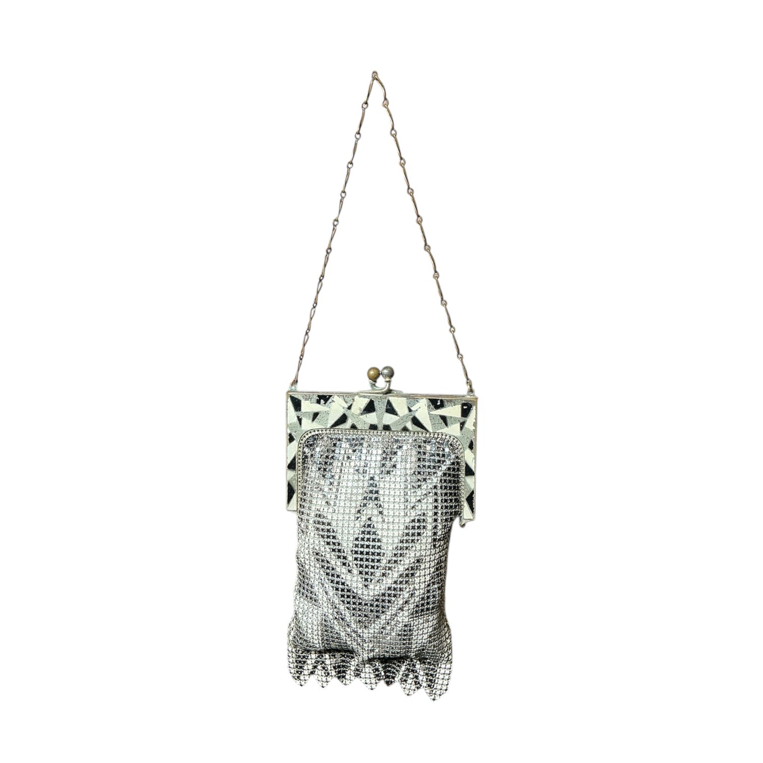 Vintage 1920s Art Deco Enamel Chainmail Metal Mesh Mini Pouch Handbag ...